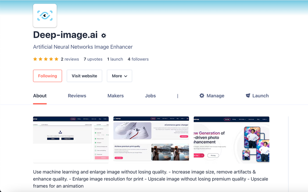 Deep-image.ai is now on Product Hunt - Rate our App and Share your Opinion